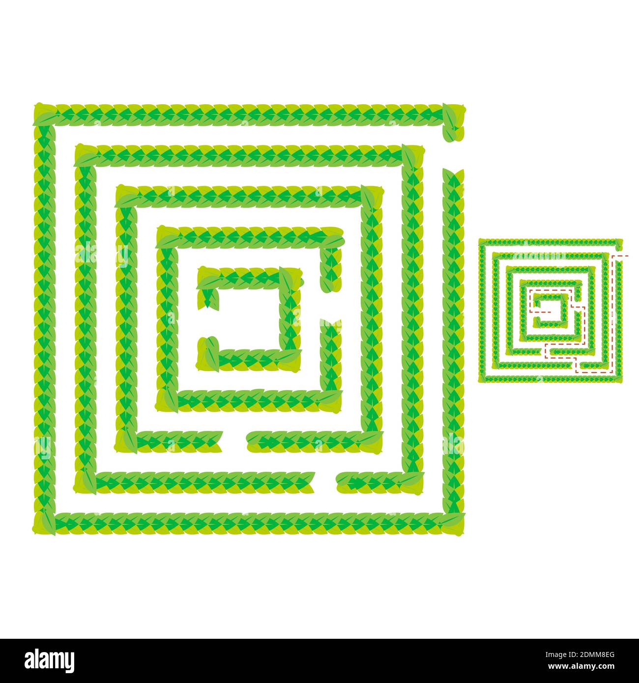 A simple green maze of leaves. Game for kids. Puzzle for children. One ...