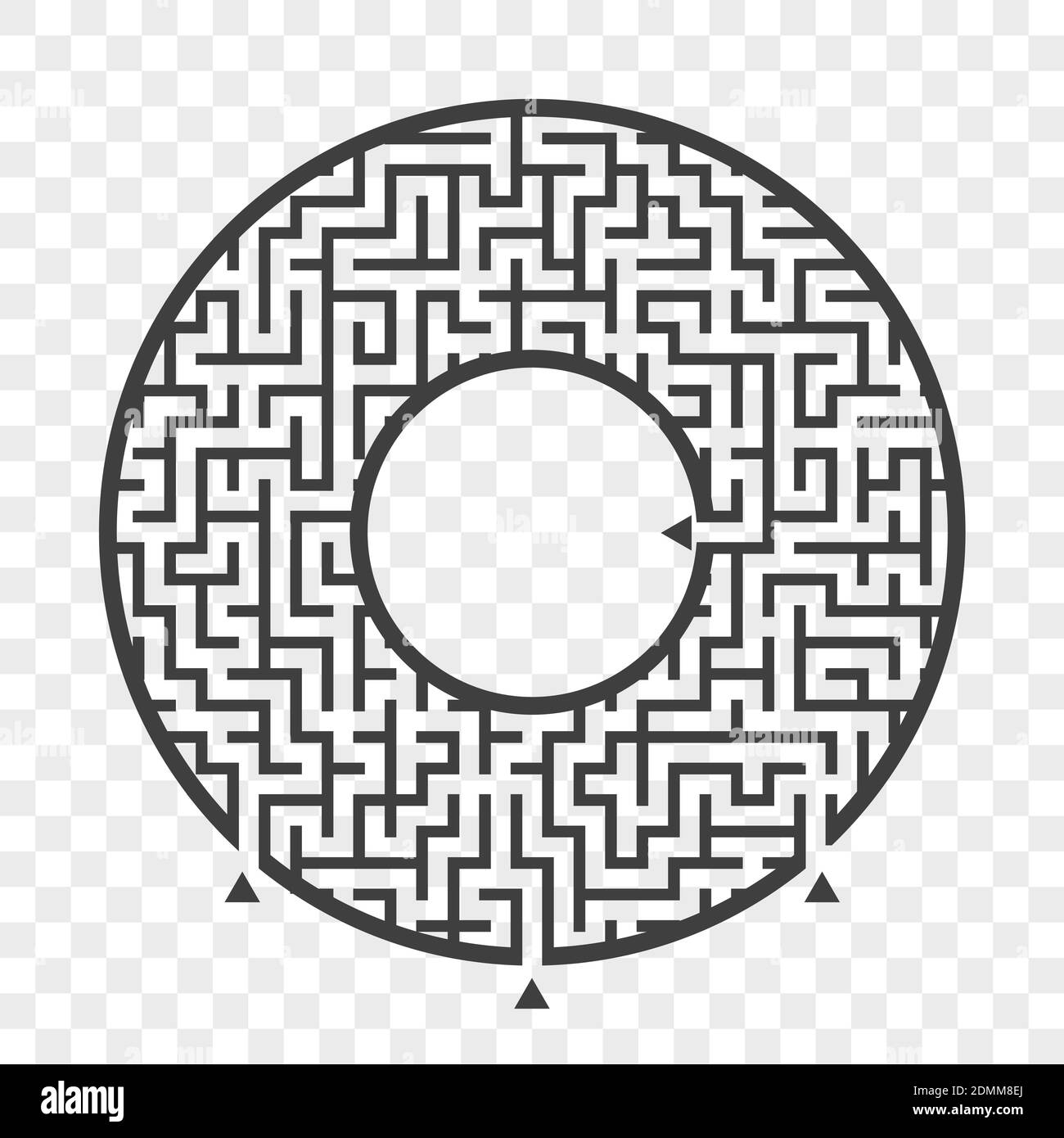 Black round maze. With three ways. Game for kids. Puzzle for children ...