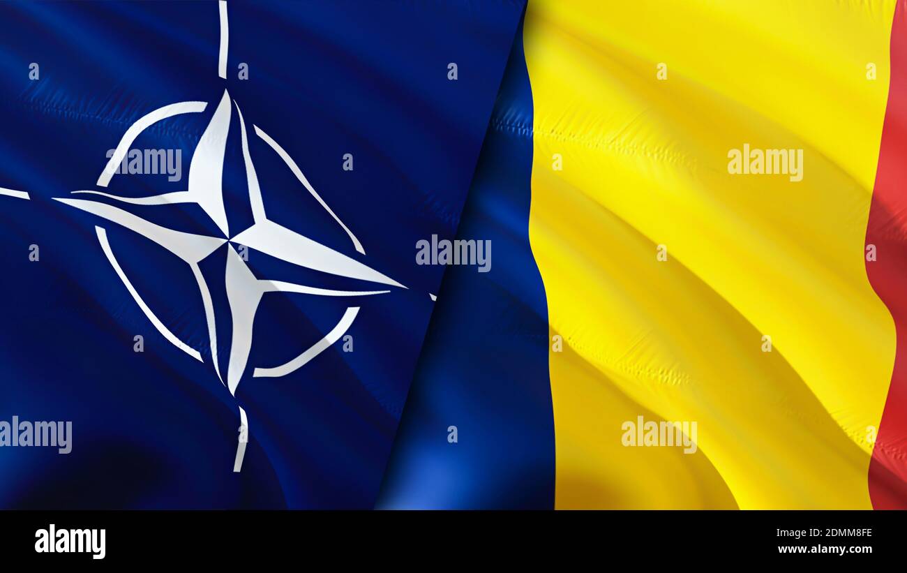 NATO and Chad flags. 3D Waving flag design. Chad NATO flag, picture ...