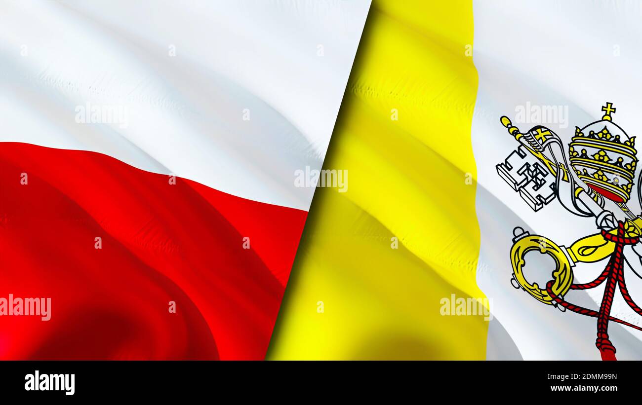 Poland and Vatican flags. 3D Waving flag design. Poland Vatican flag ...