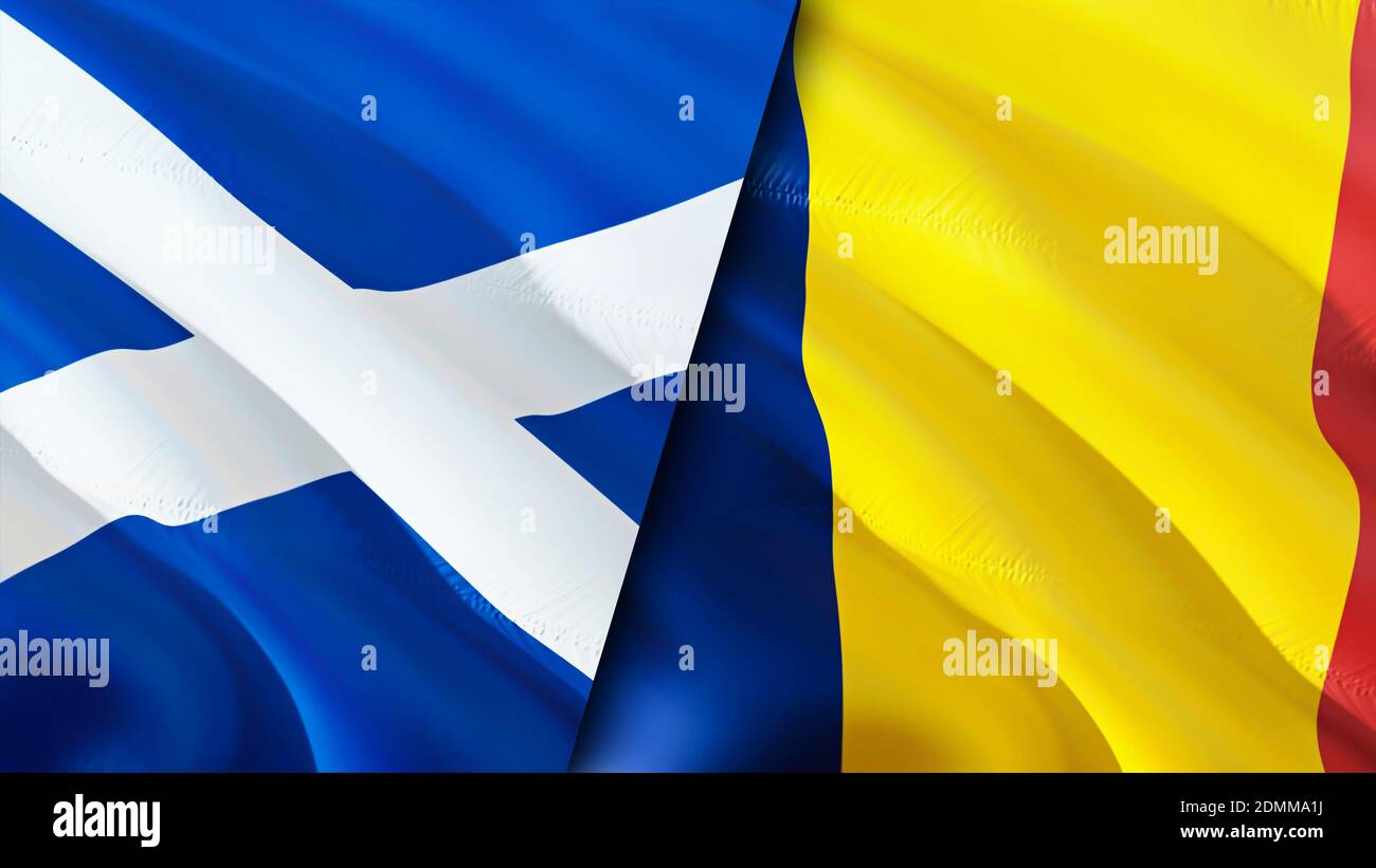 Scotland and Chad flags. 3D Waving flag design. Scotland Chad flag ...