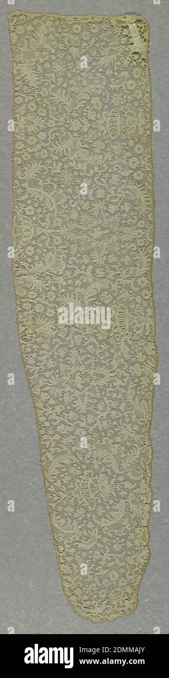 Cap streamer, Medium: linen Technique: bobbin lace, Brussels style ...