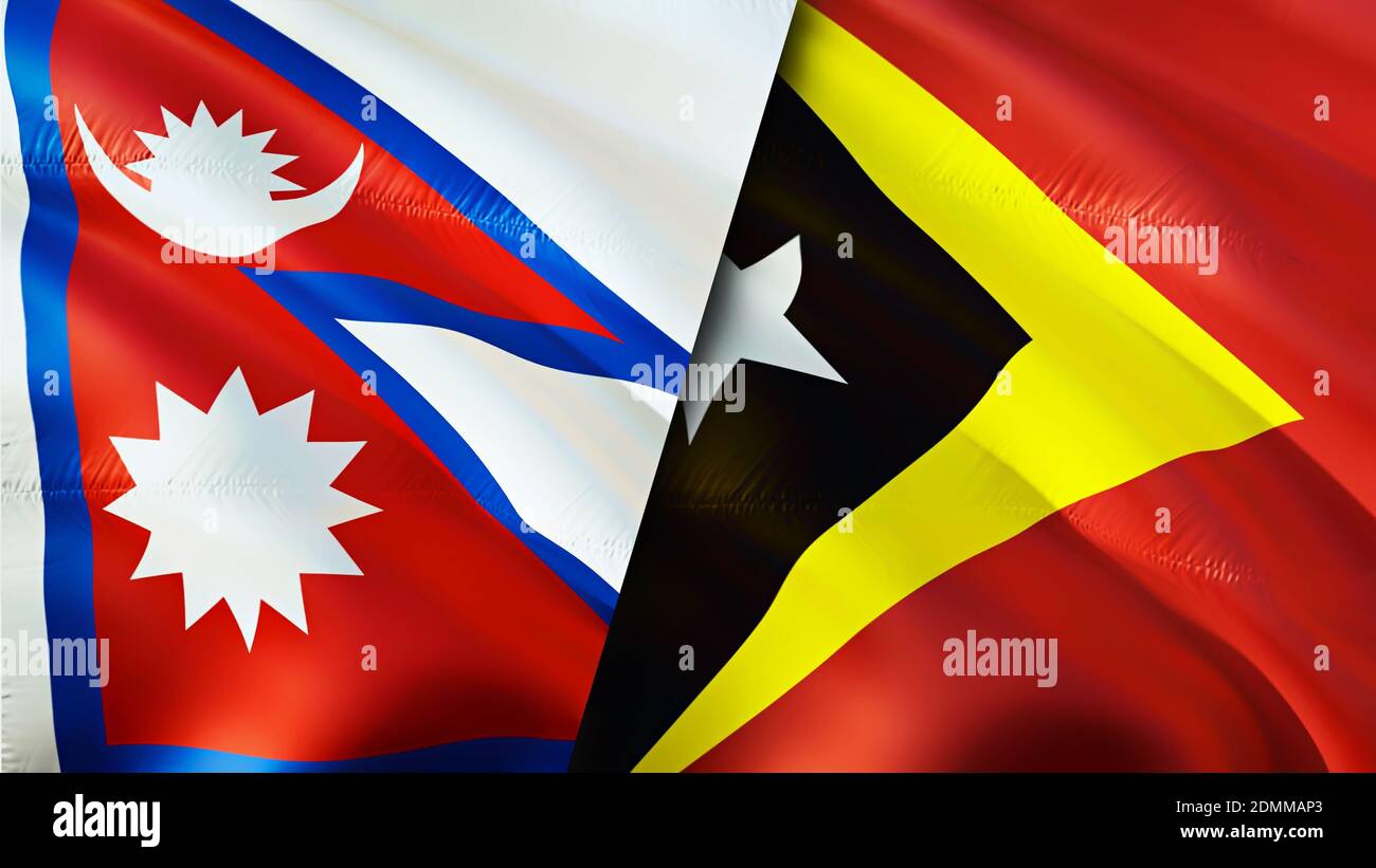 Nepal and East Timor flags. 3D Waving flag design. Nepal East Timor ...