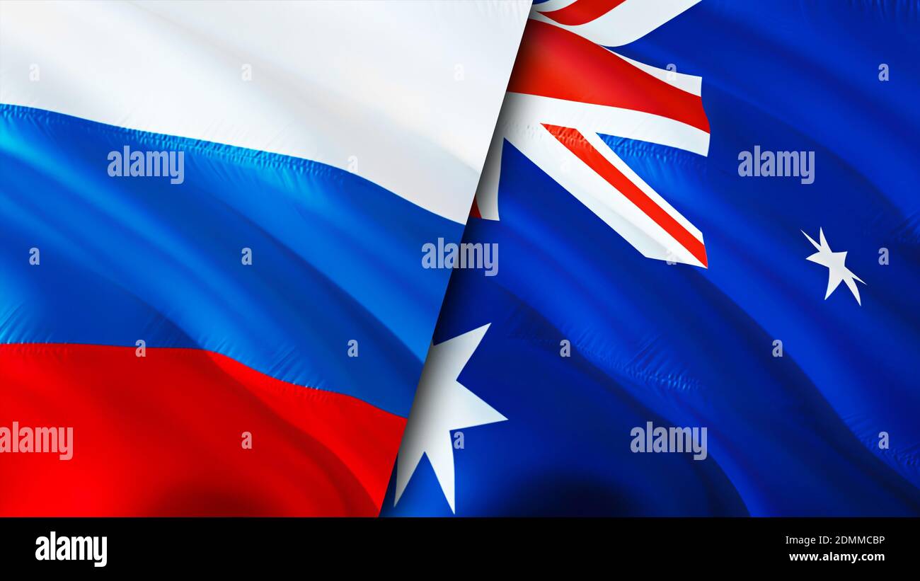 Russia and Australia flags. 3D Waving flag design. Russia Australia ...