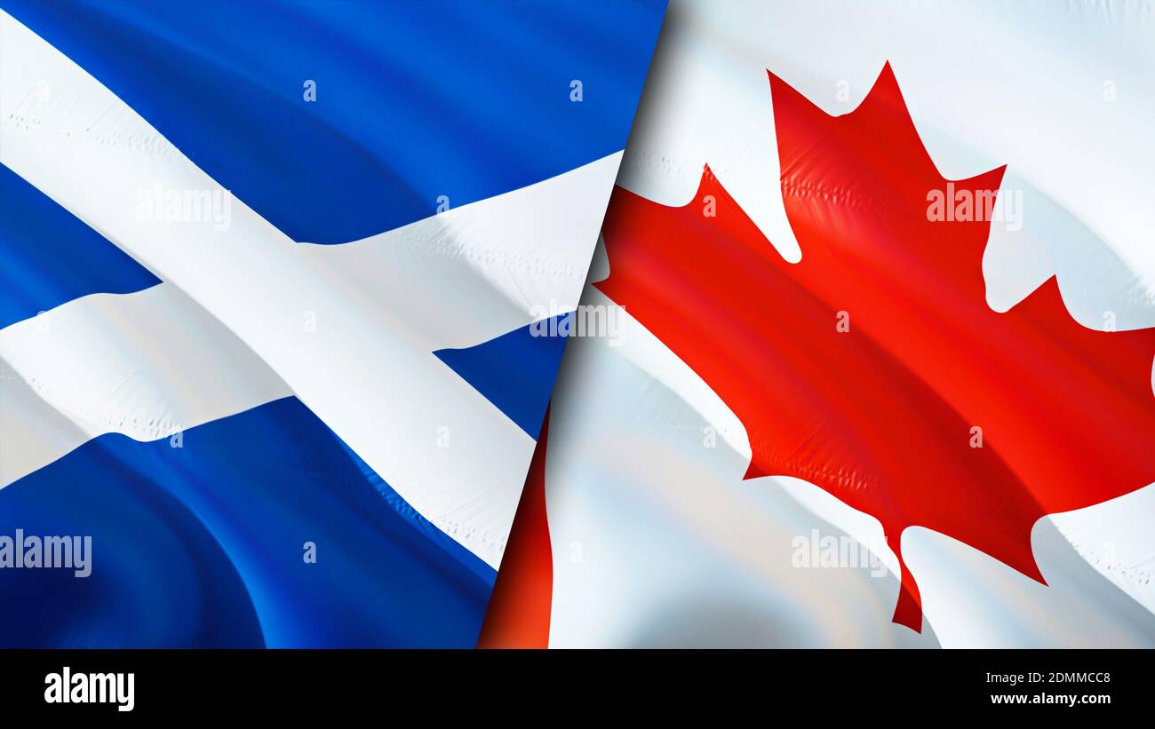 Scotland and Canada flags. 3D Waving flag design. Scotland Canada flag ...
