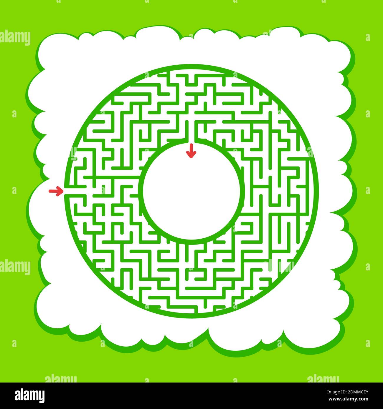 Color round labyrinth. Game for kids. Puzzle for children. One entrance ...