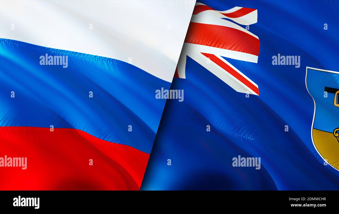 Russia and Montserrat flags. 3D Waving flag design. Russia Montserrat ...