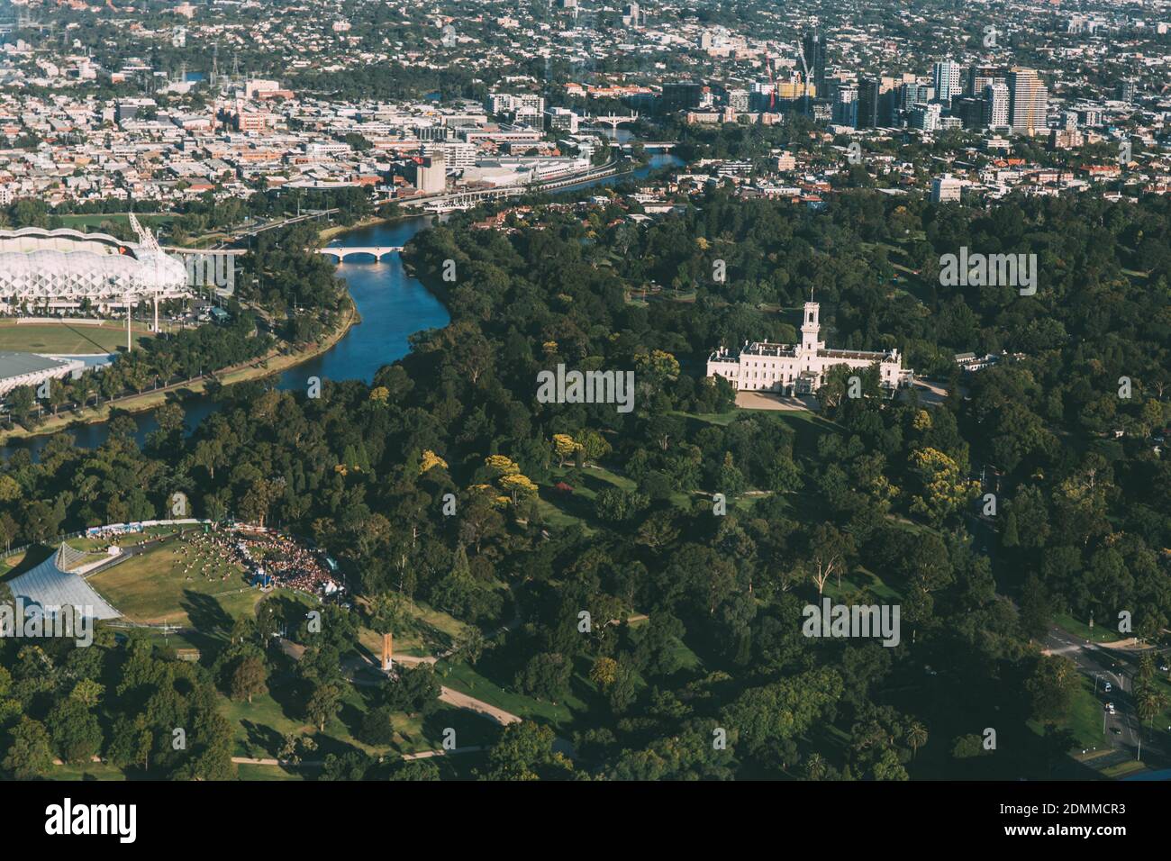 Aerial View Of Buildings And Trees In City Stock Photo - Alamy
