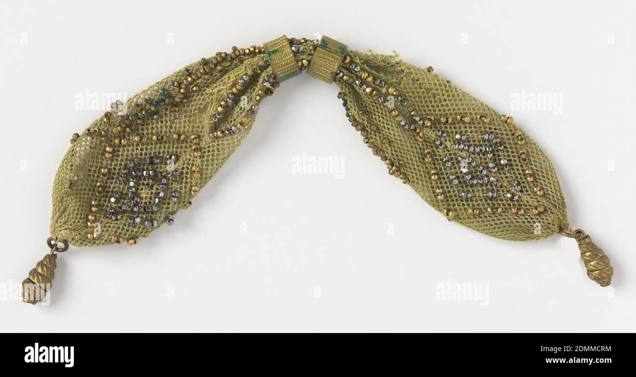 Miser's purse, Medium: silk, steel Technique: crocheted, Crocheted pale ...