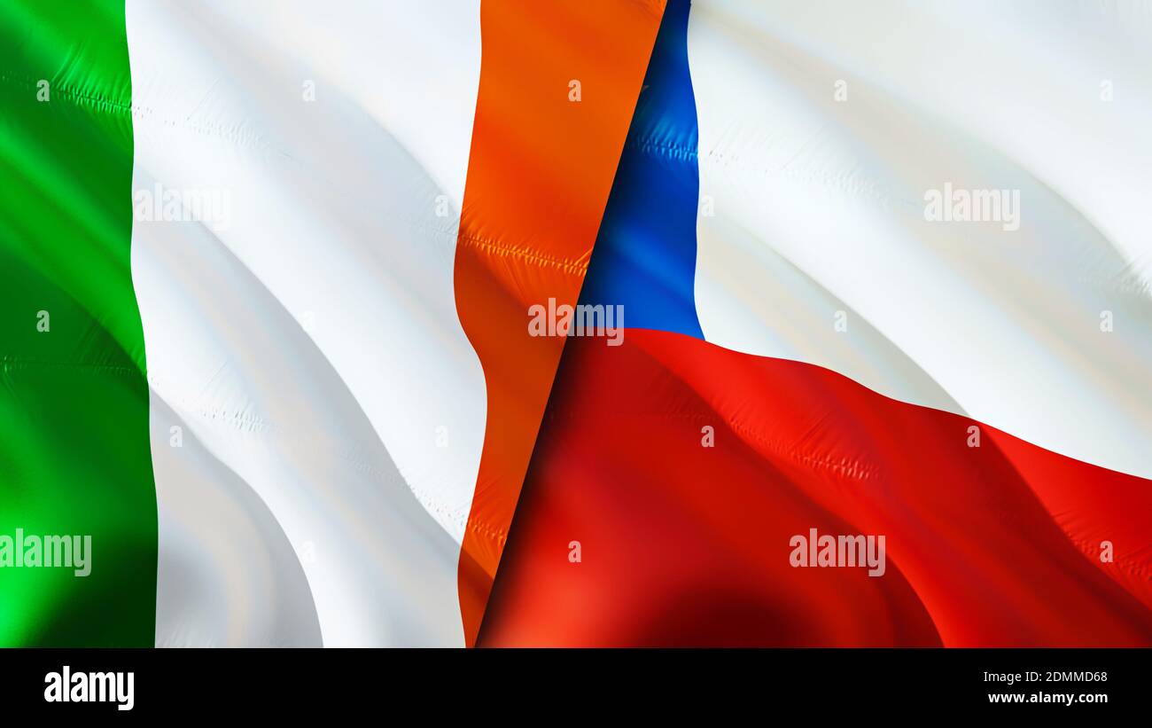 Ireland and Chile flags. 3D Waving flag design. Ireland Chile flag ...