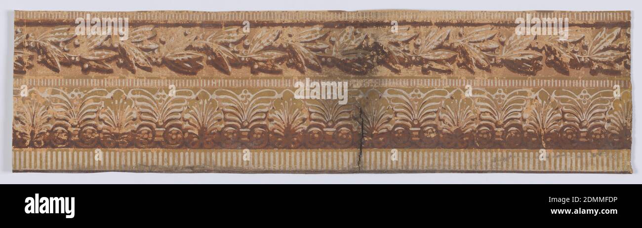 Border, Block-printed on handmade paper, France, 1800–1825 ...