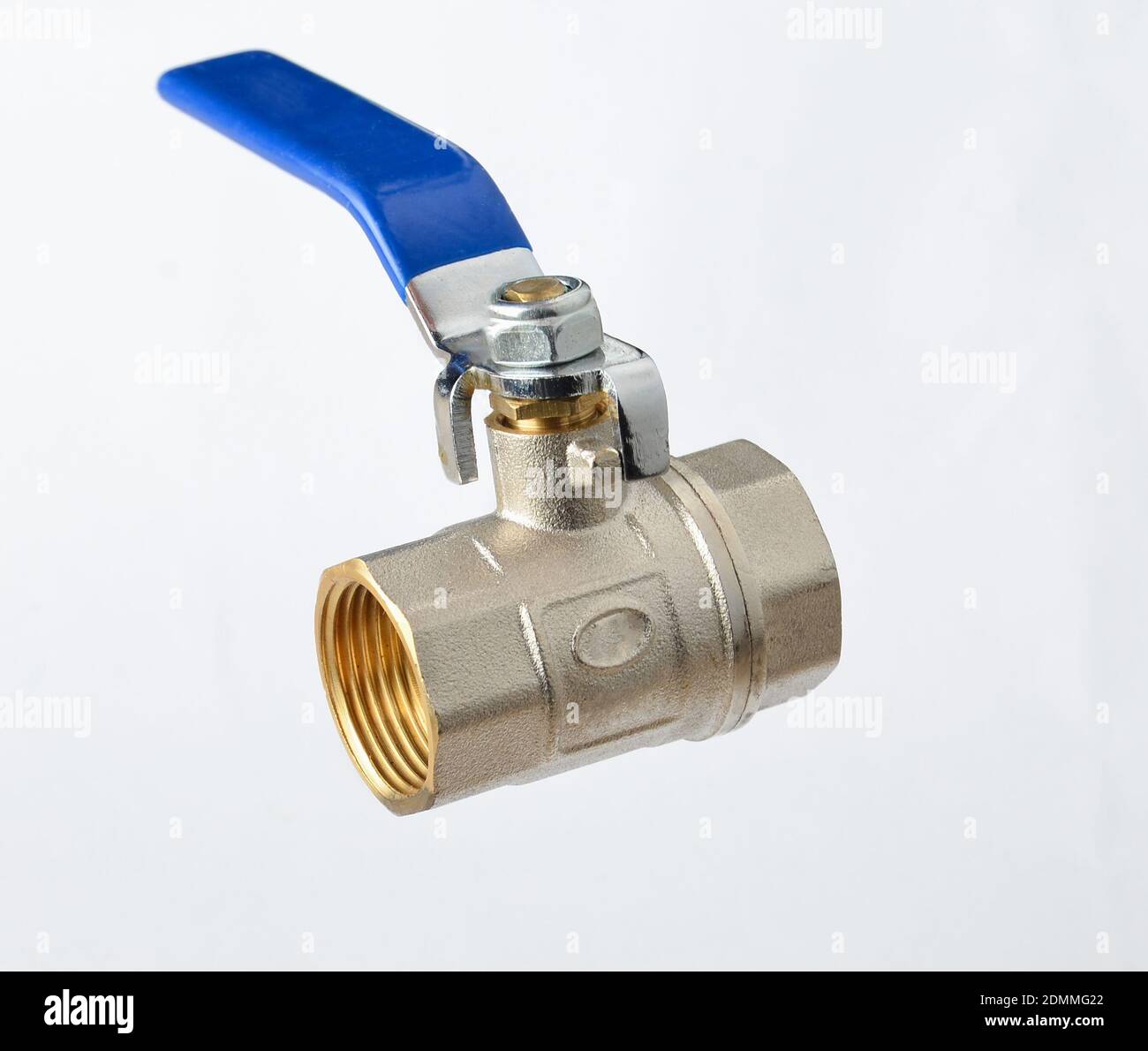 Ball valve with blue handle isolated on white background Stock Photo ...