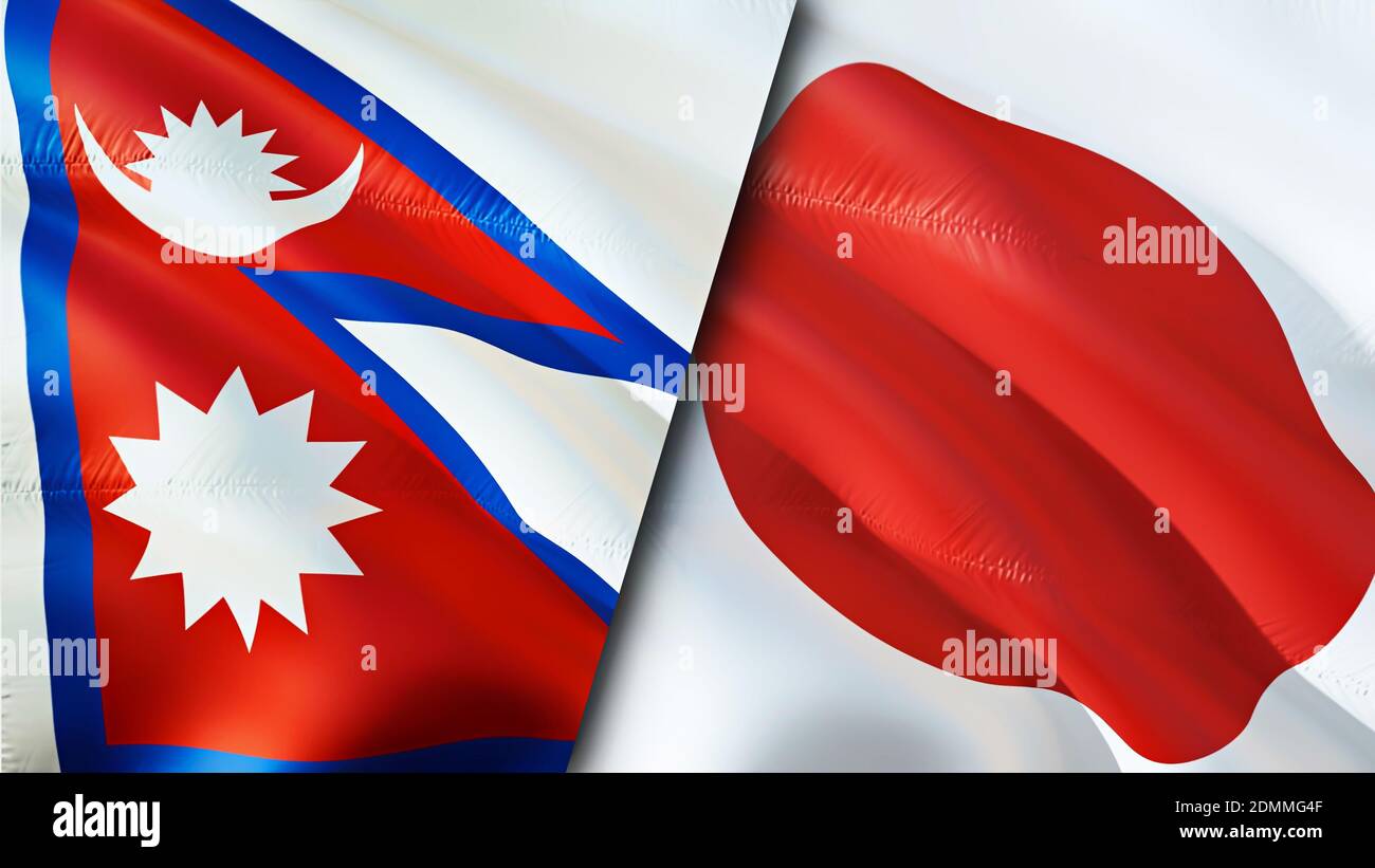 Nepal and Japan flags. 3D Waving flag design. Nepal Japan flag, picture ...