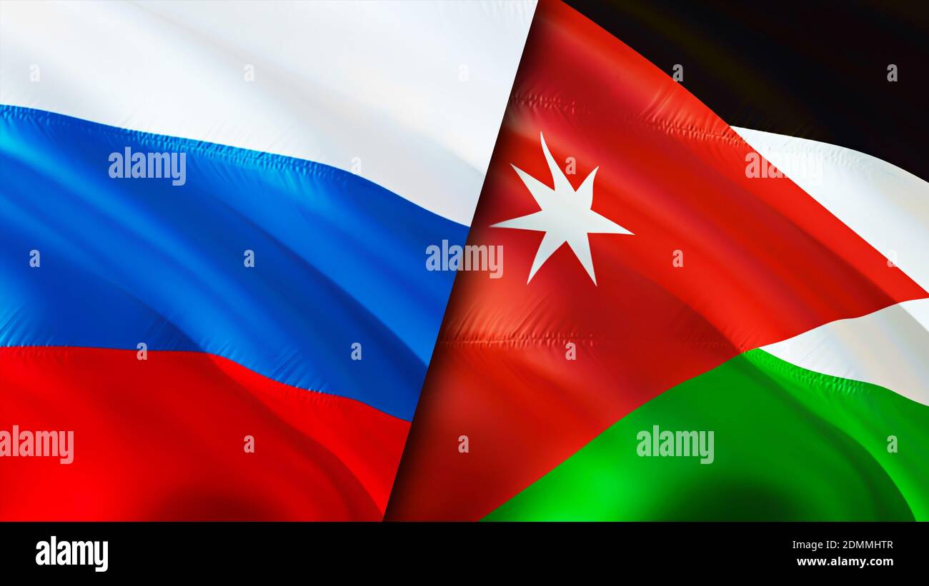 Russia and Jordan flags. 3D Waving flag design. Russia Jordan flag ...