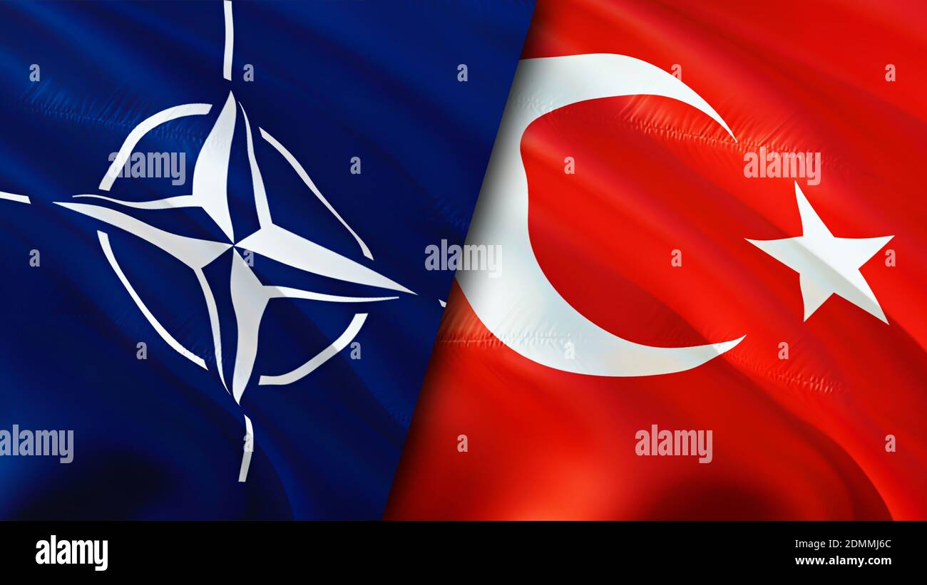 NATO and Turkey flags. 3D Waving flag design. Turkey NATO flag, picture ...