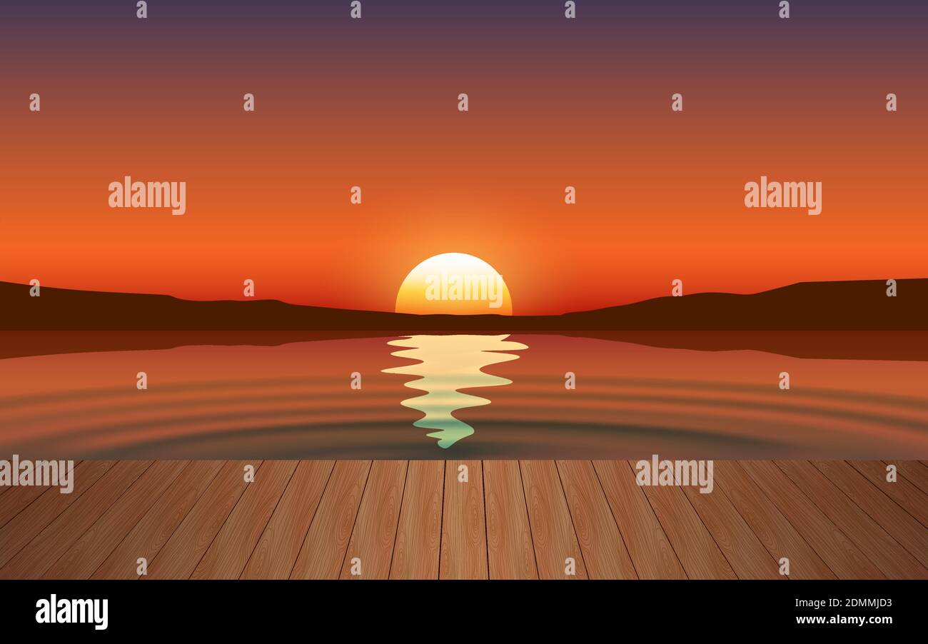 Wooden bridge on blue Stock Vector Images - Alamy