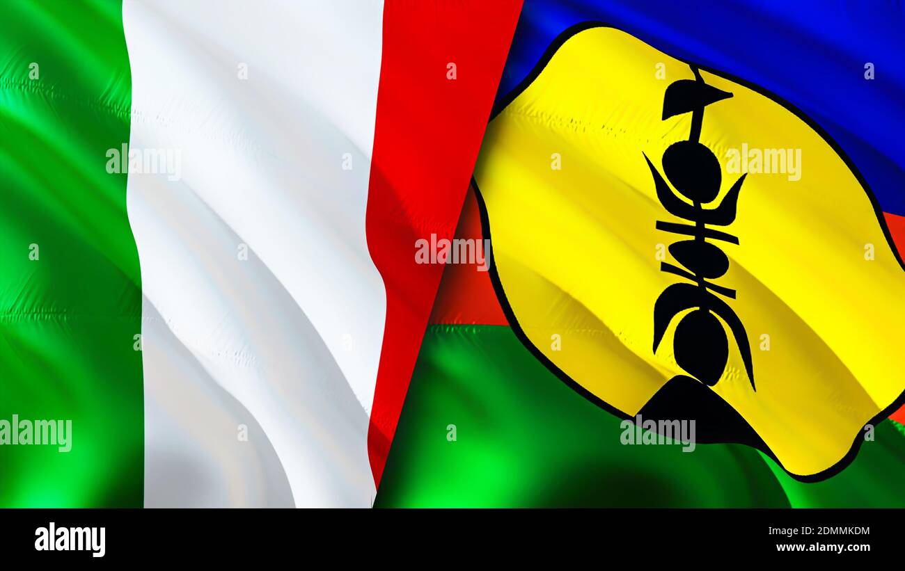 Italy and New Caledonia flags. 3D Waving flag design. Italy New ...