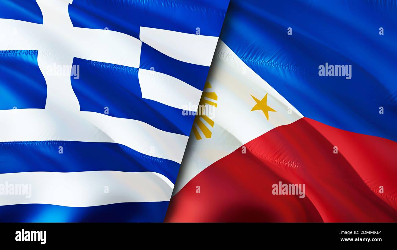 Greece and Philippines flags. 3D Waving flag design. Greece Philippines ...