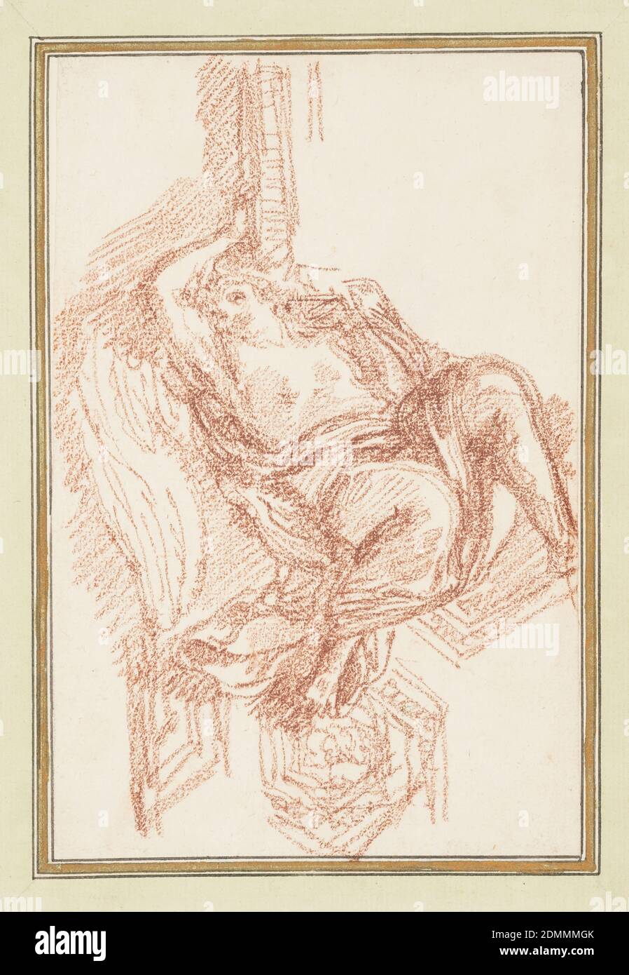 Ceiling detail with winged male figure, Jean-Robert Ango, French ...