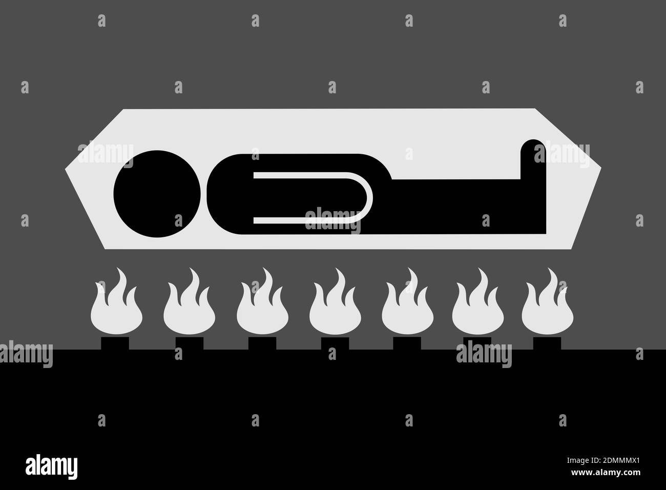 Cremation - dead body is cremated on furnace in crematory and ...