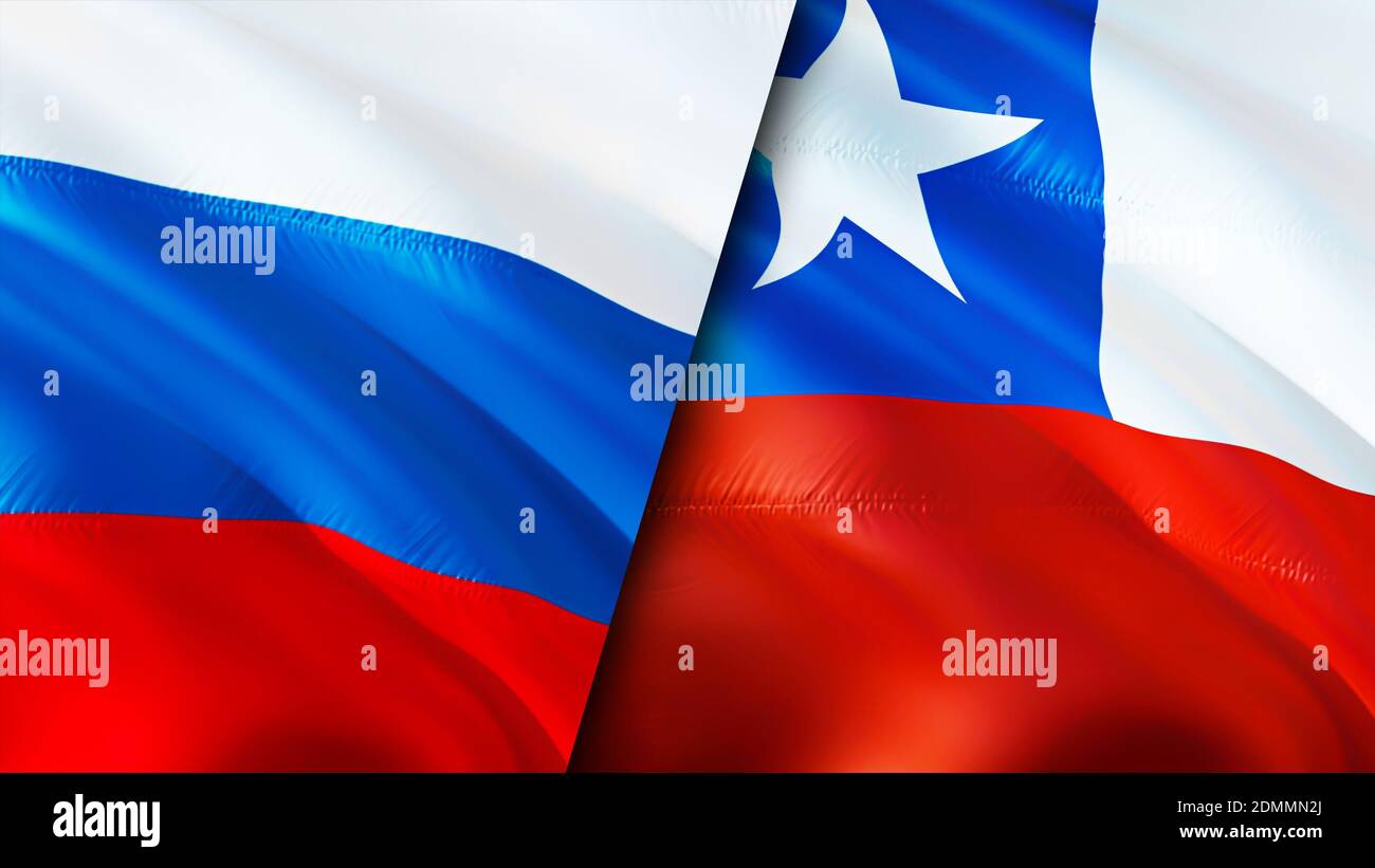 Russia and Chile flags. 3D Waving flag design. Russia Chile flag ...