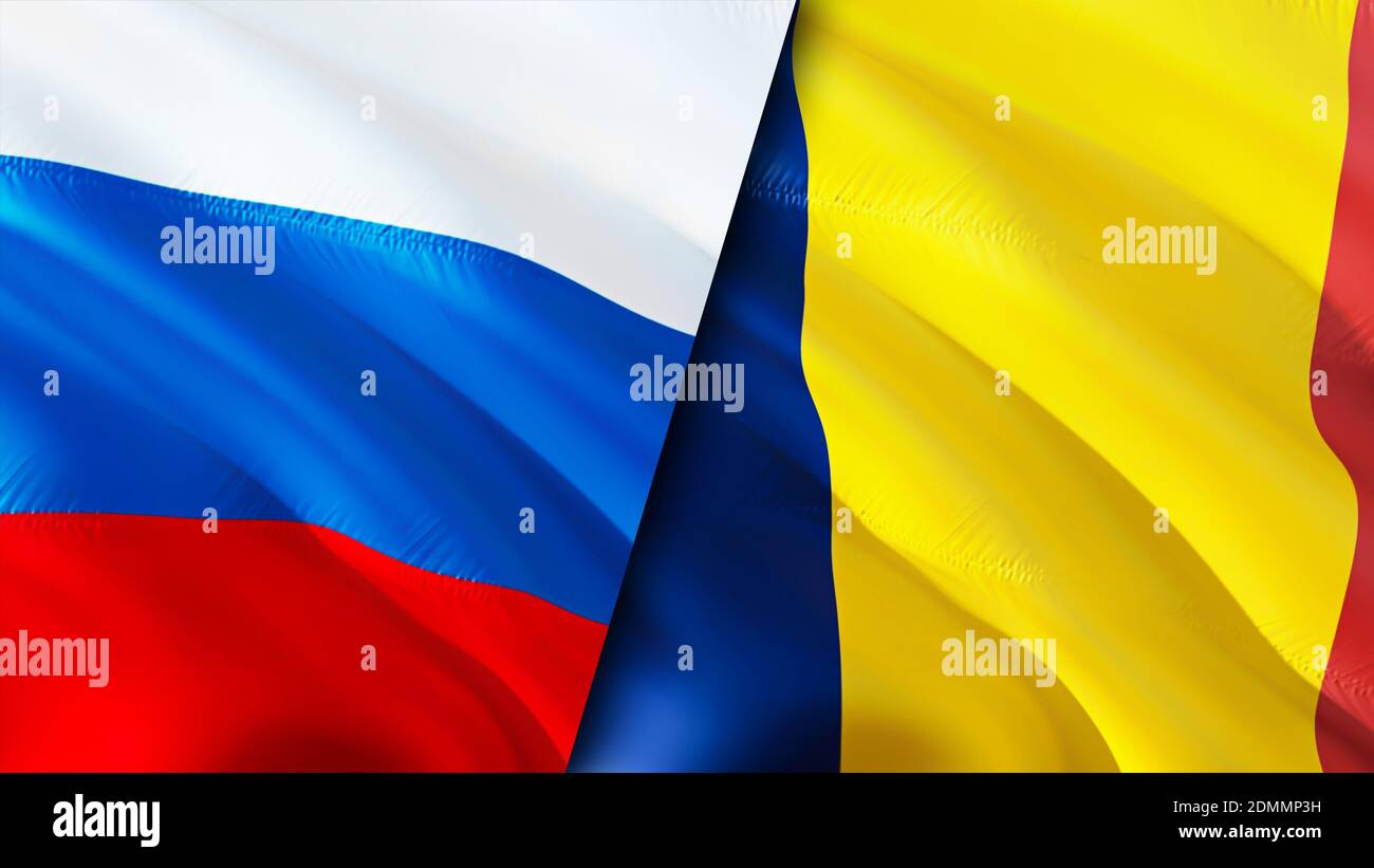 Russia and Chad flags. 3D Waving flag design. Russia Chad flag, picture ...