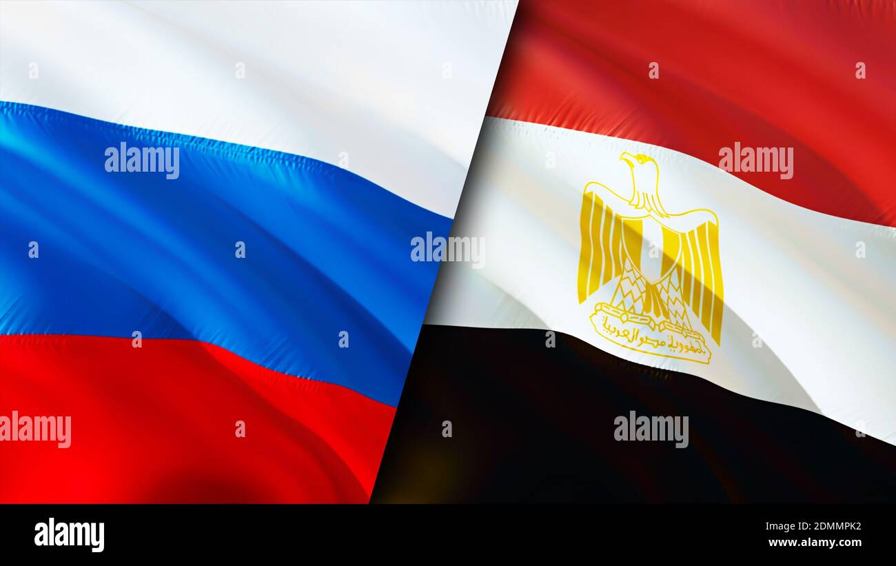 Russia and Egypt flags. 3D Waving flag design. Russia Egypt flag ...