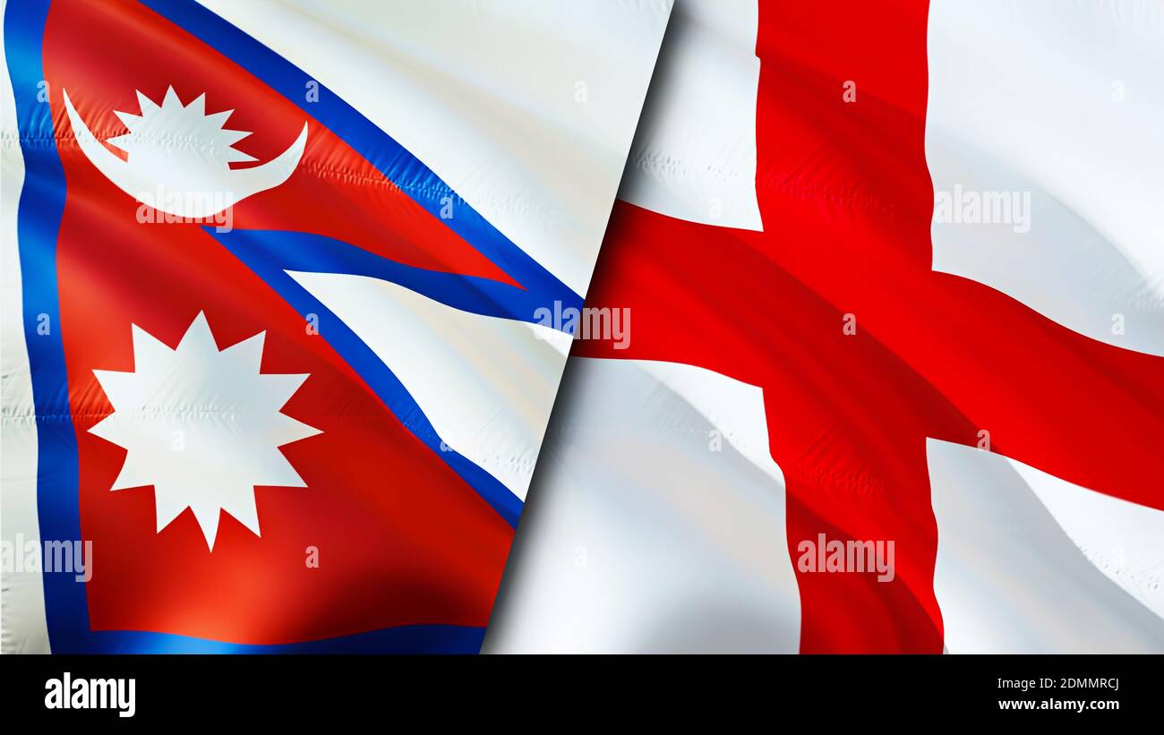 Nepal and England flags. 3D Waving flag design. Nepal England flag ...