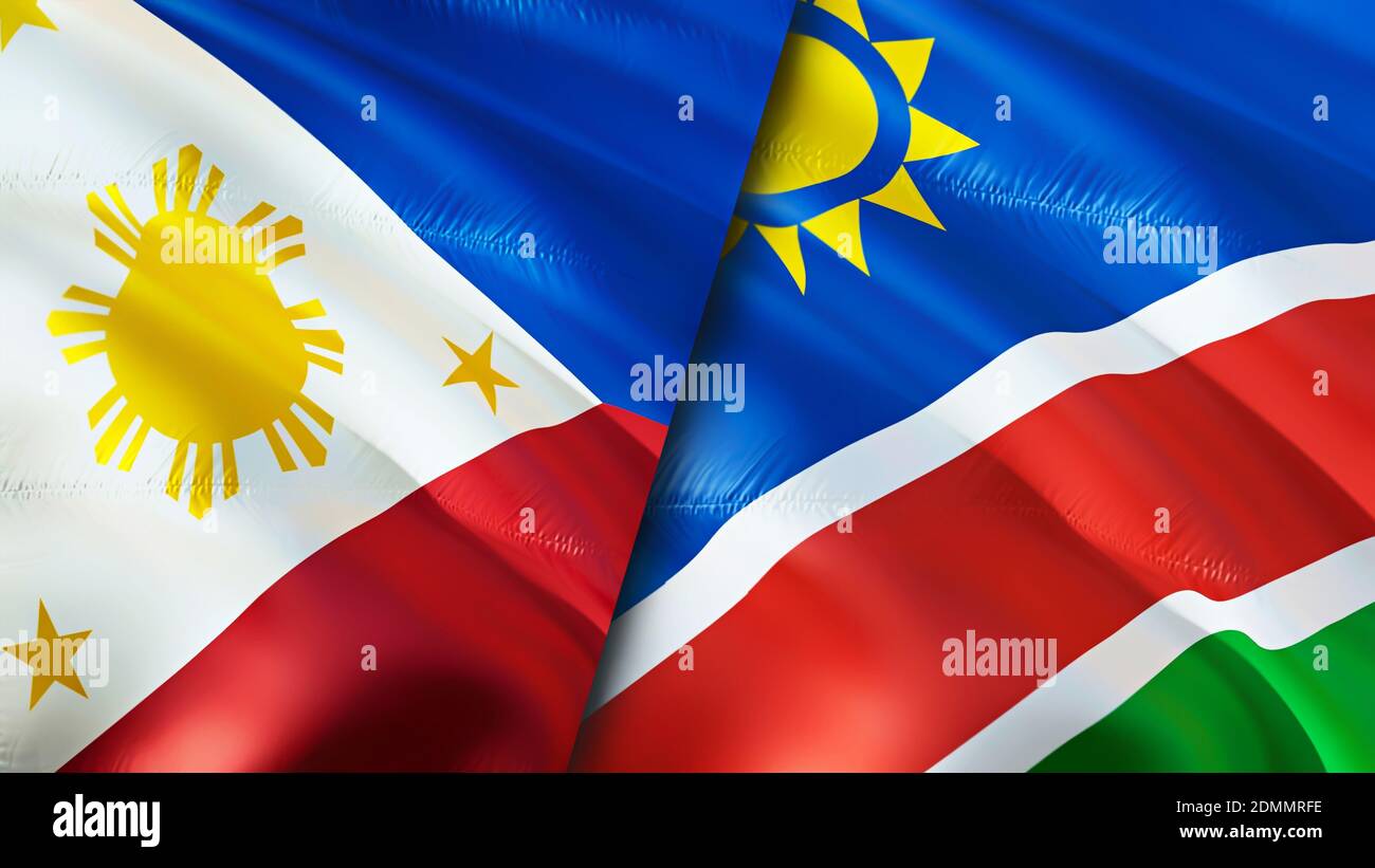 Philippines and Namibia flags. 3D Waving flag design. Philippines ...