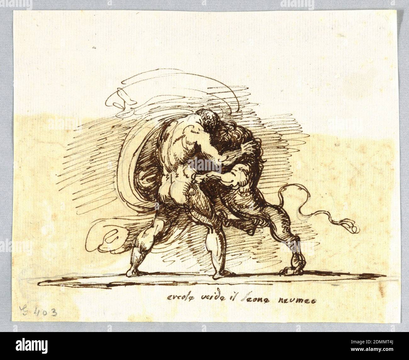 Hercules and Nemean Lion, Felice Giani, Italian, 1758–1823, Pen and ...