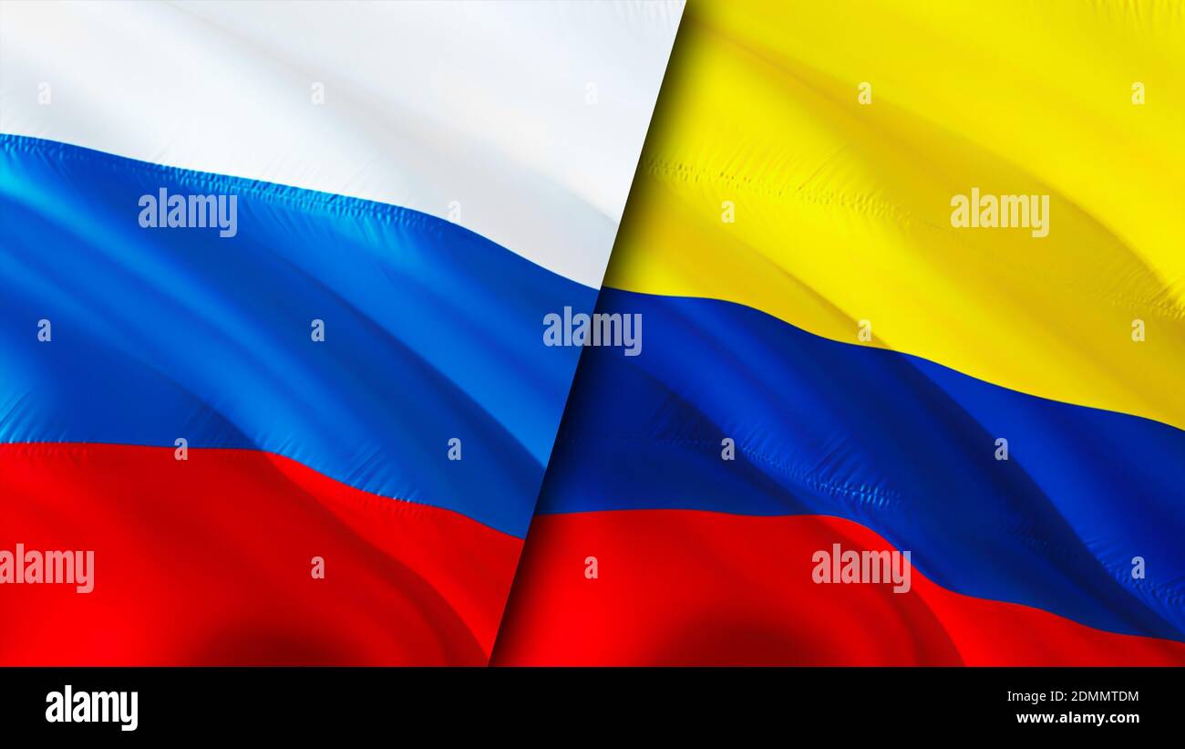 Russia and Colombia flags. 3D Waving flag design. Russia Colombia flag ...