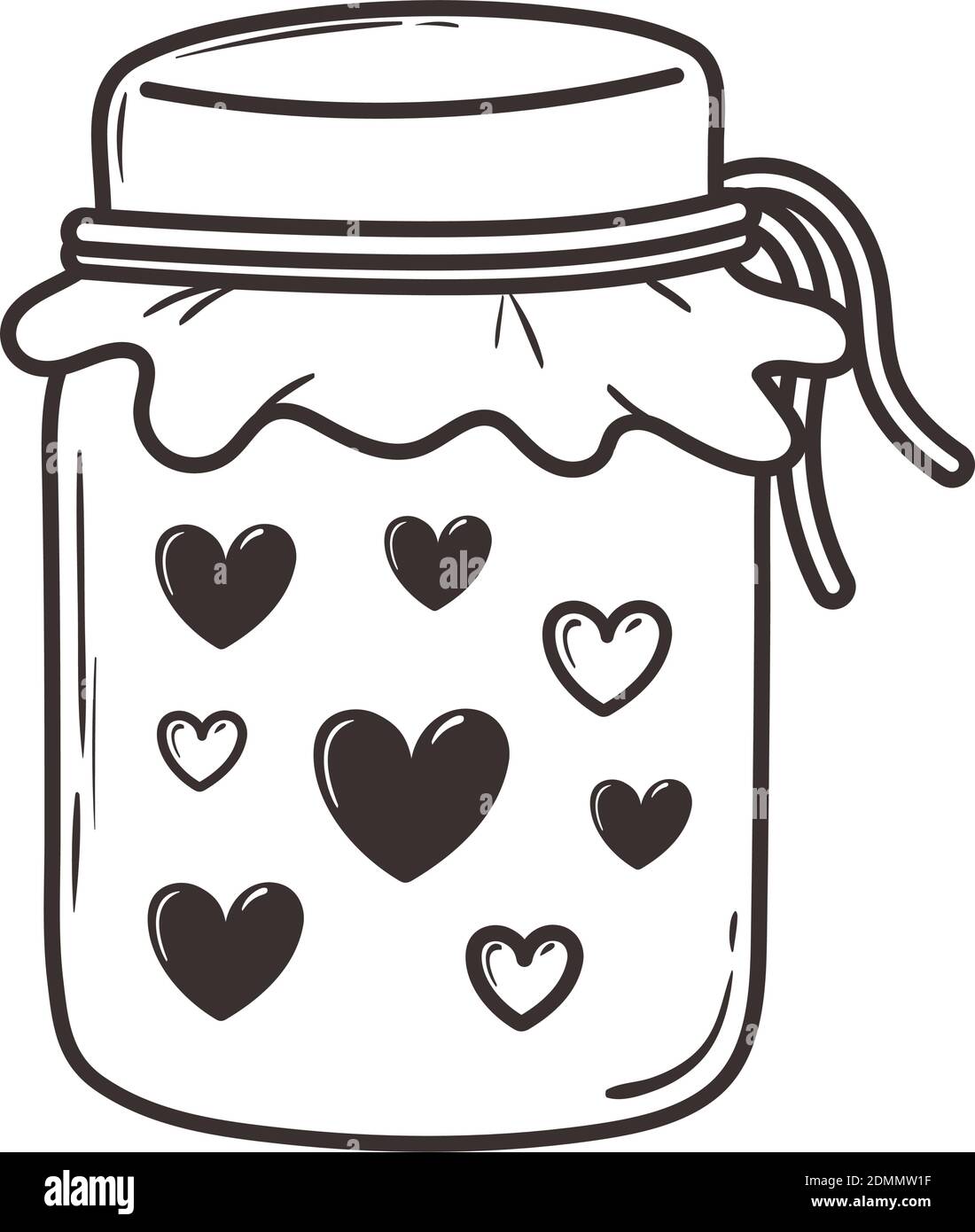 jar with hearts love romantic doodle icon design vector illustration ...