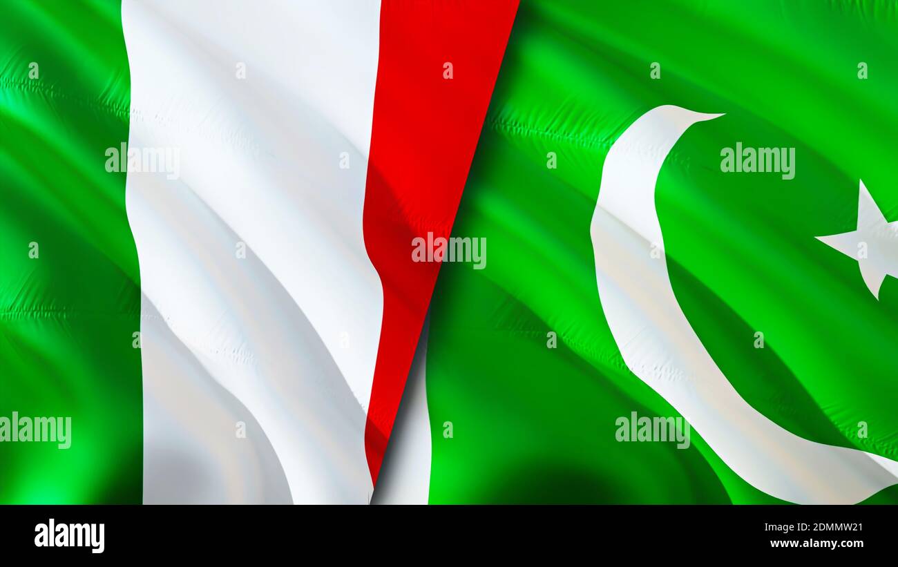 Italy and Pakistan flags. 3D Waving flag design. Italy Pakistan flag ...