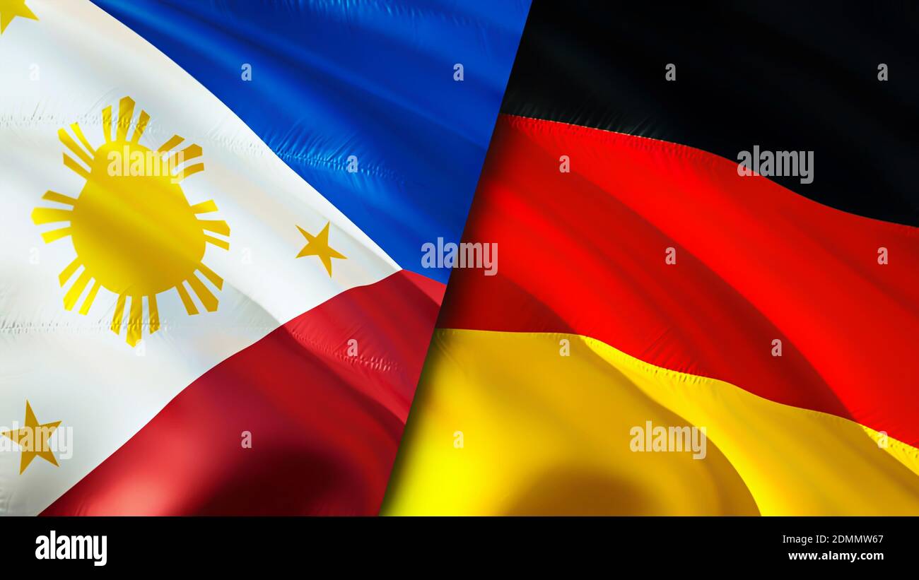 Philippines and Germany flags. 3D Waving flag design. Philippines ...