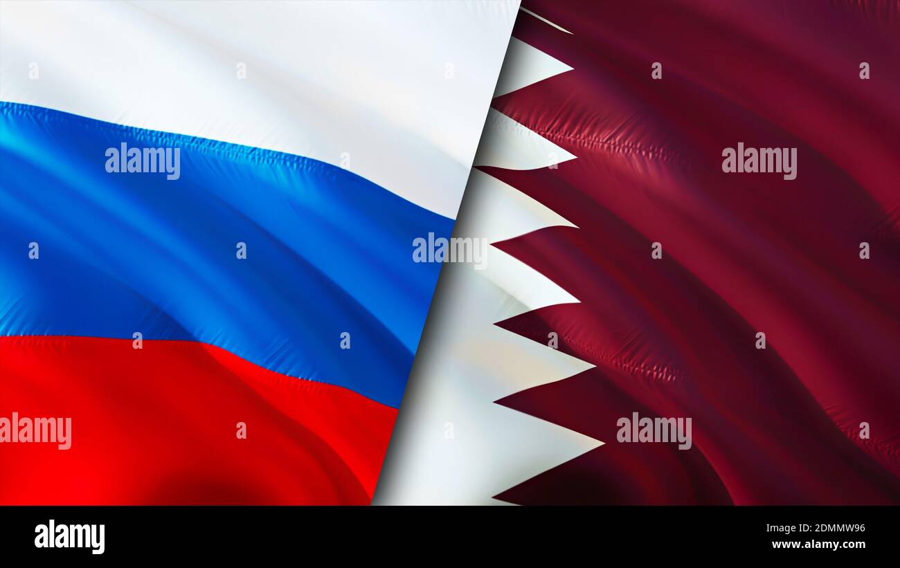 Russia and Qatar flags. 3D Waving flag design. Russia Qatar flag ...