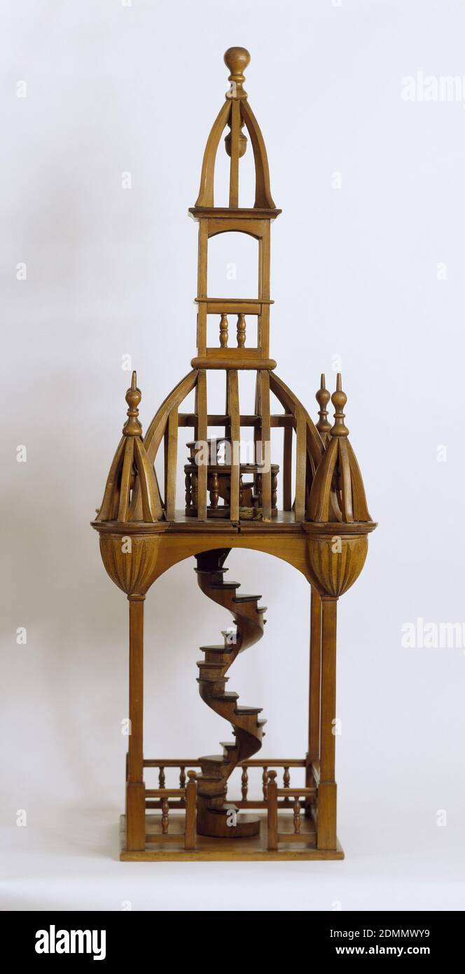 Bell Tower Model, Carved and turned pearwood, Bell tower model with ...