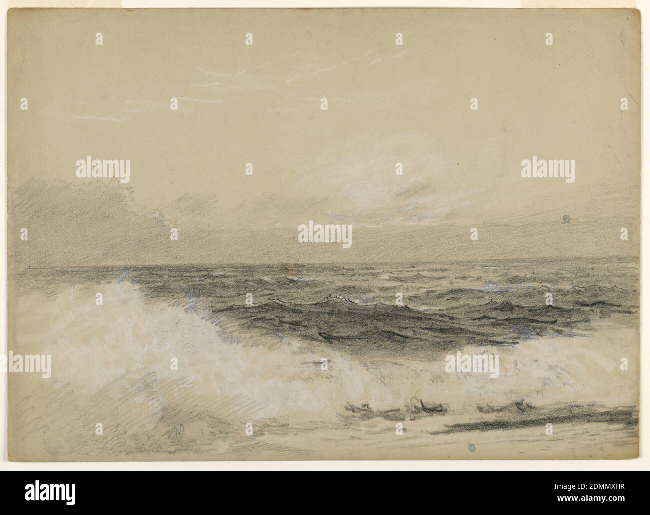 Study of waves, William Trost Richards, American, 1833–1905, Graphite ...