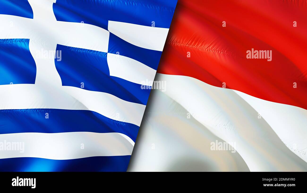 Greece and Indonesia flags. 3D Waving flag design. Greece Indonesia ...