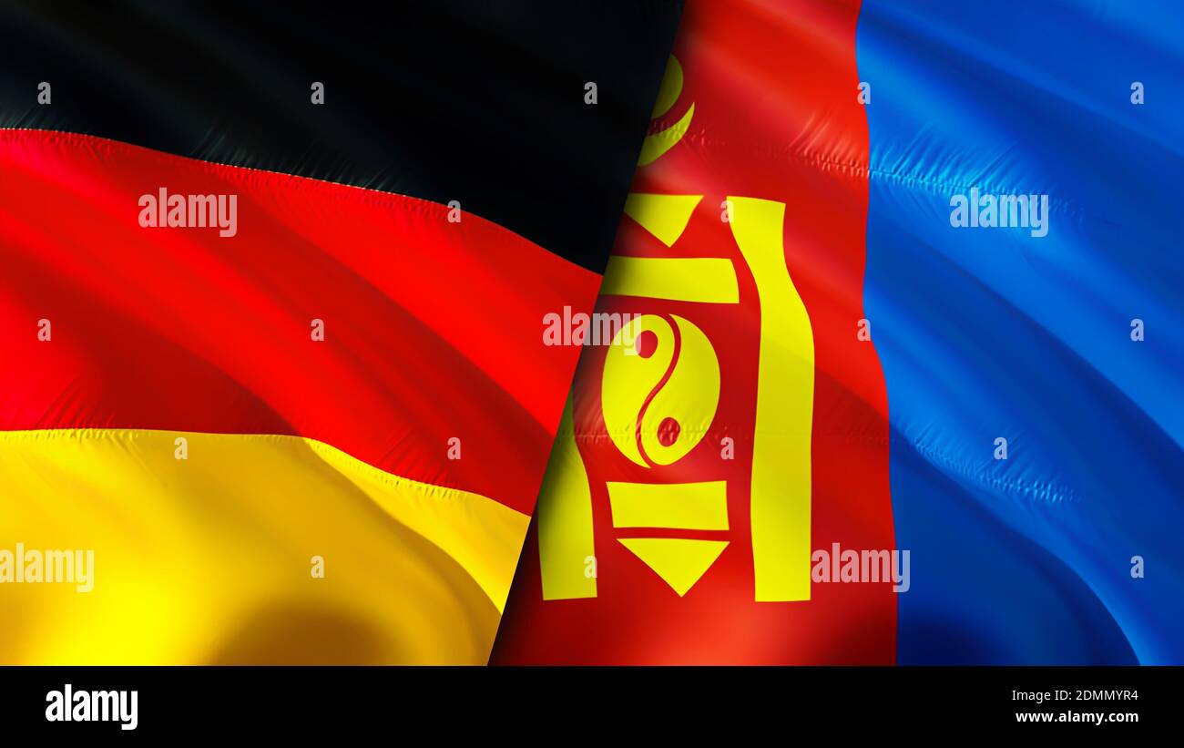 Germany and Mongolia flags. 3D Waving flag design. Germany Mongolia ...