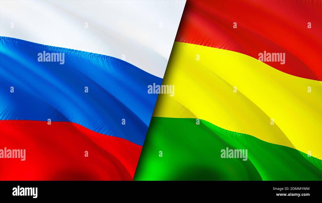 Russia and Bolivia flags. 3D Waving flag design. Russia Bolivia flag ...