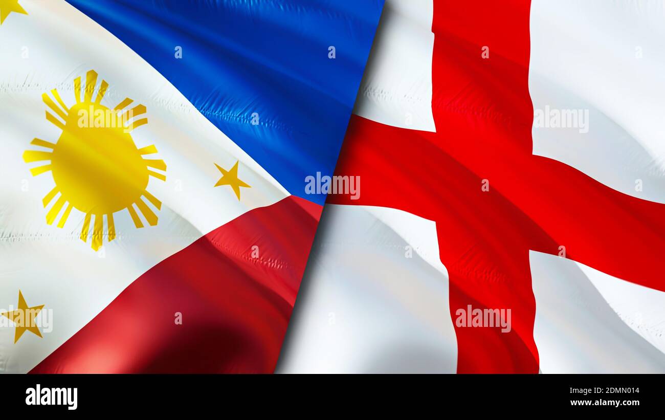 Philippines and England flags. 3D Waving flag design. Philippines ...