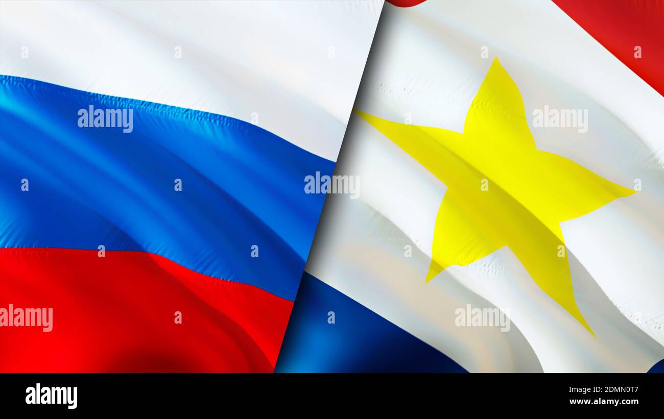 Russia and Saba Island flags. 3D Waving flag design. Russia Saba Island ...