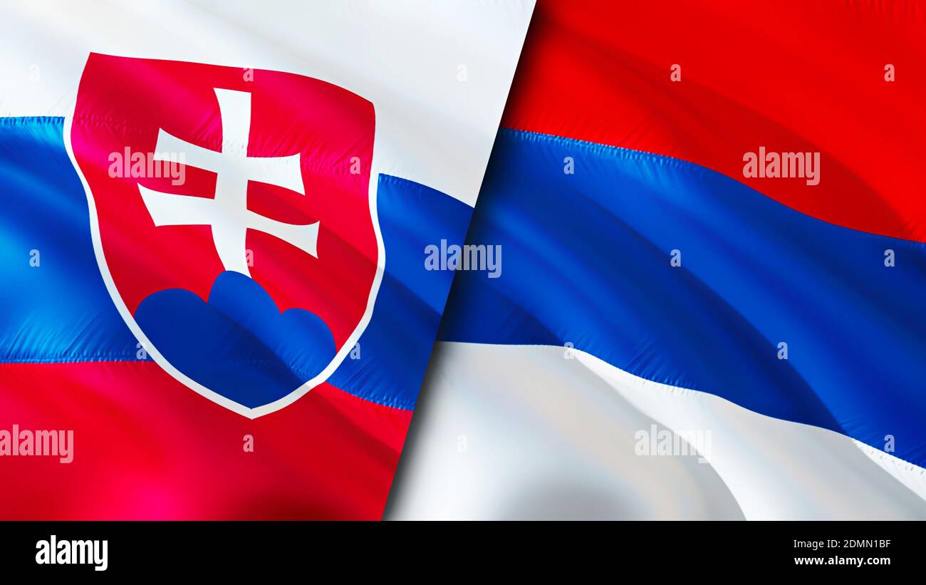 Slovakia and Serbia flags. 3D Waving flag design. Slovakia Serbia flag ...