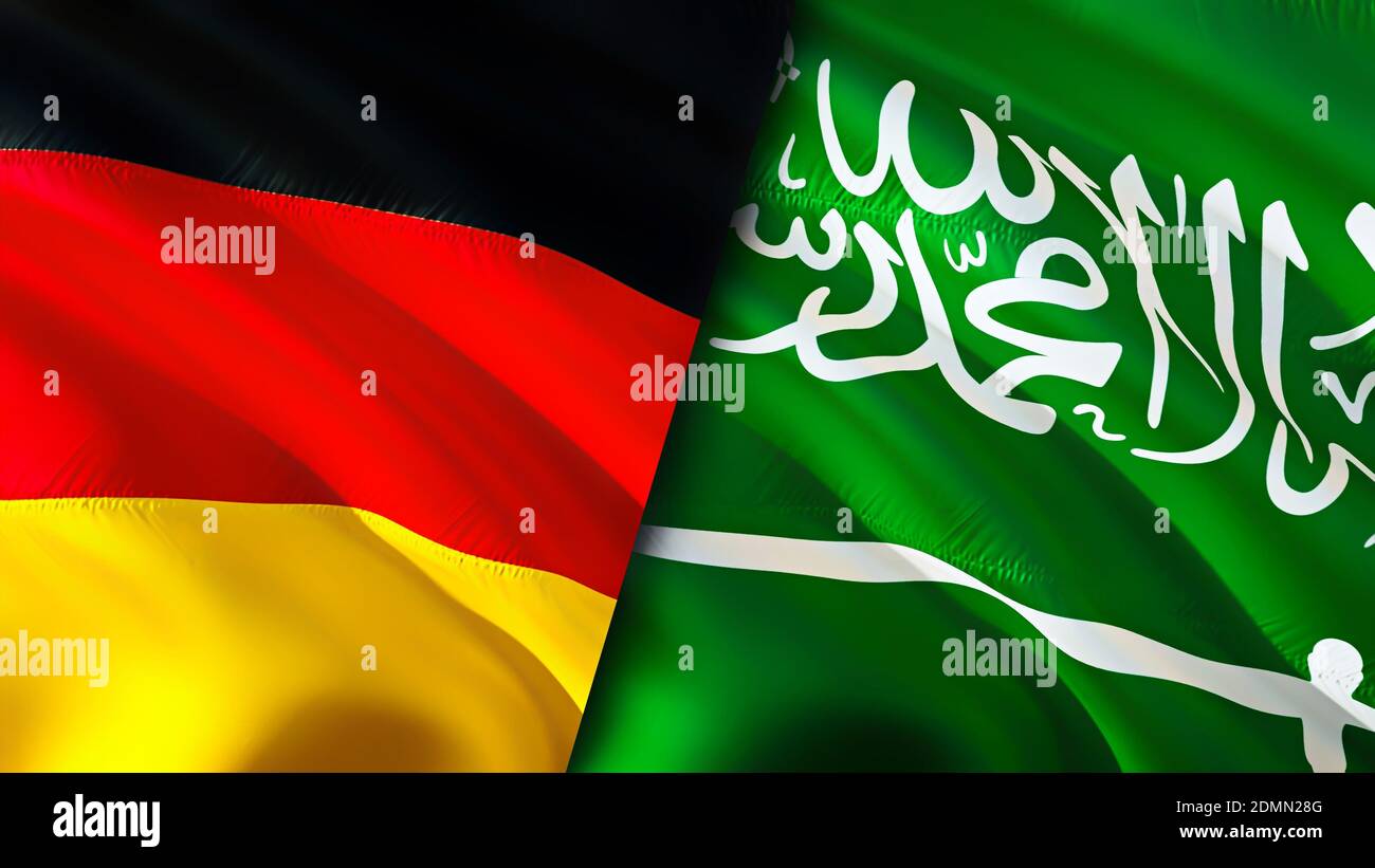 Germany and Saudi Arabia flags. 3D Waving flag design. Germany Saudi ...