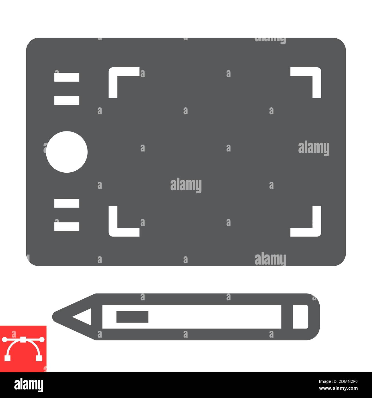 Graphic tablet glyph icon, pen tablet and device, digital drawing sign ...