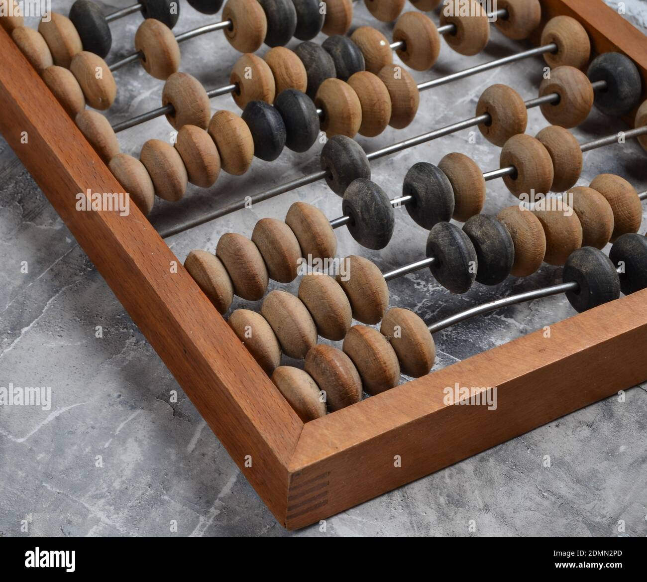 Ancient wooden abacus on a gray concrete background close up Stock ...