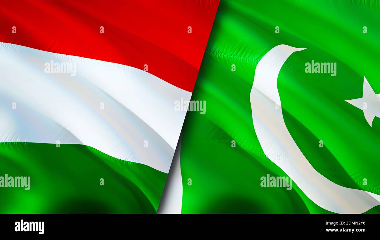Hungary and Pakistan flags. 3D Waving flag design. Hungary Pakistan ...