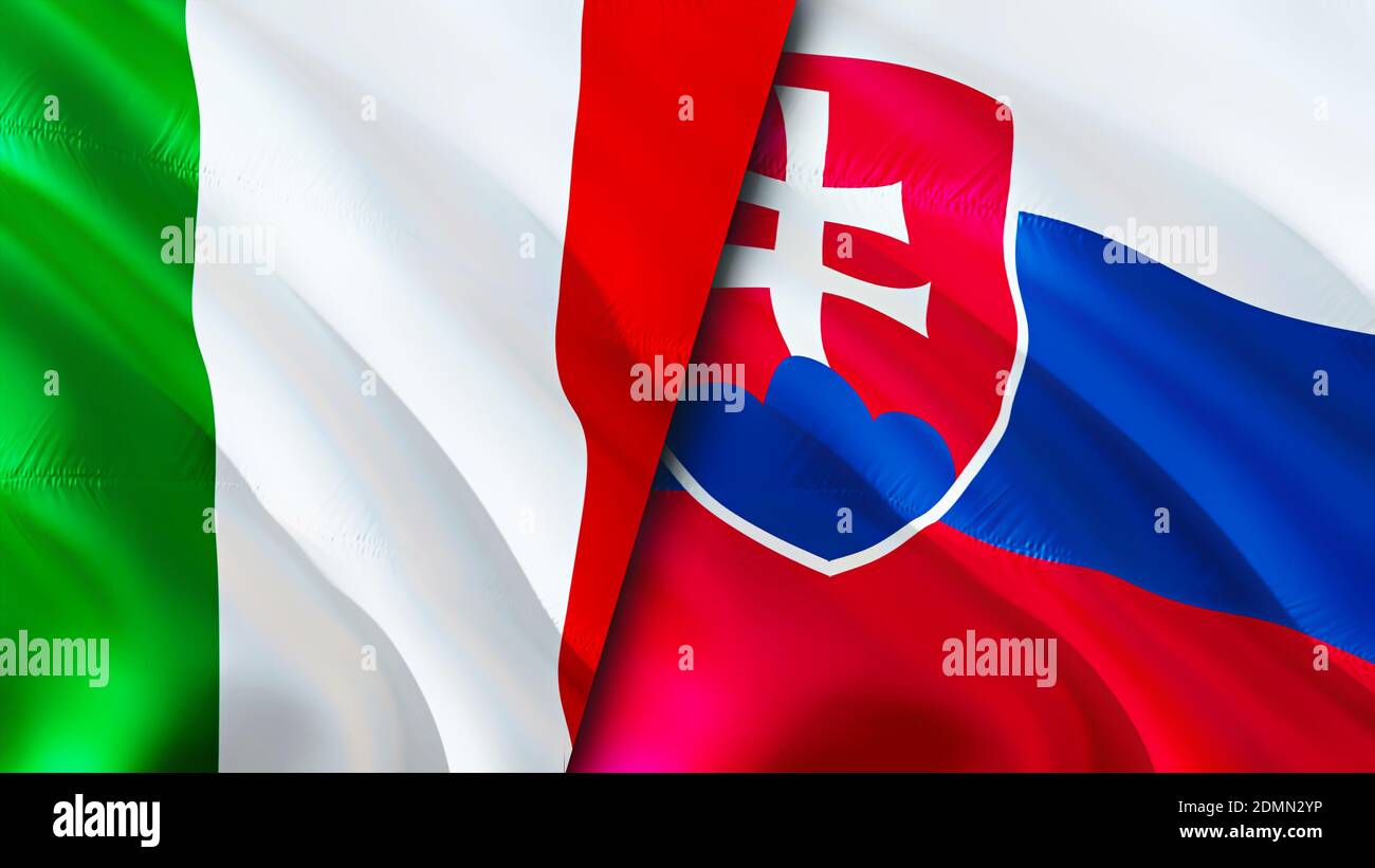 Italy and Slovakia flags. 3D Waving flag design. Italy Slovakia flag ...