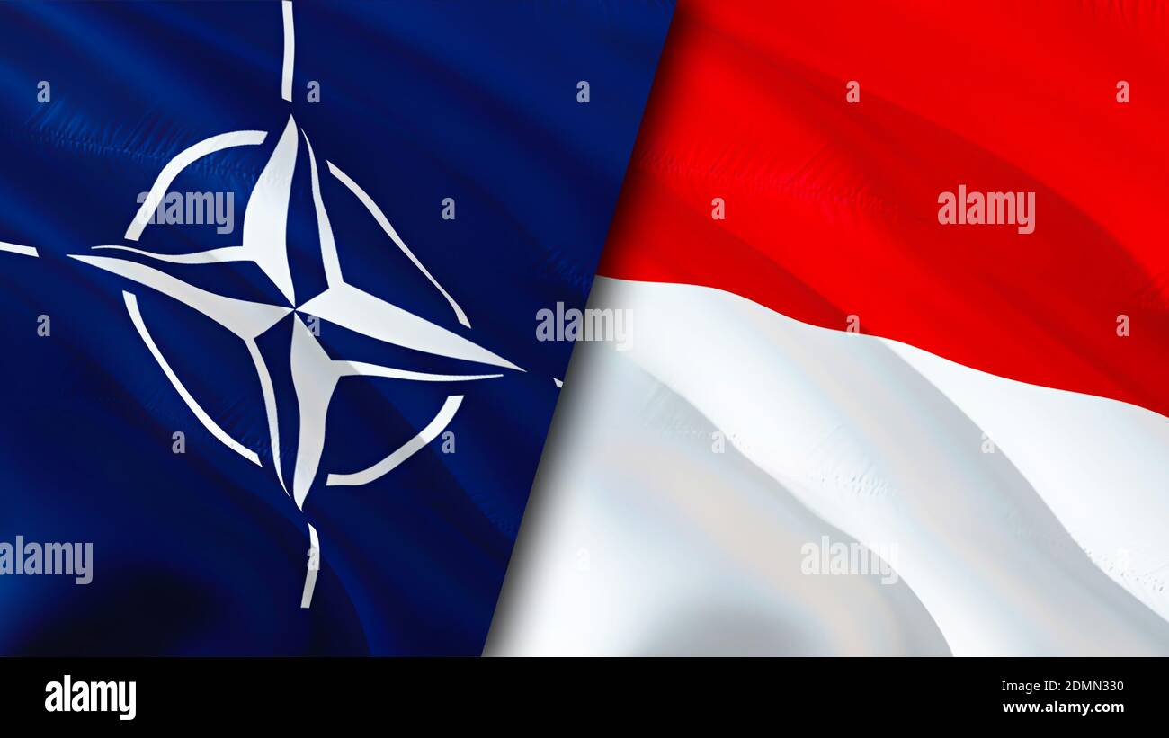 NATO and Monaco flags. 3D Waving flag design. Monaco NATO flag, picture ...