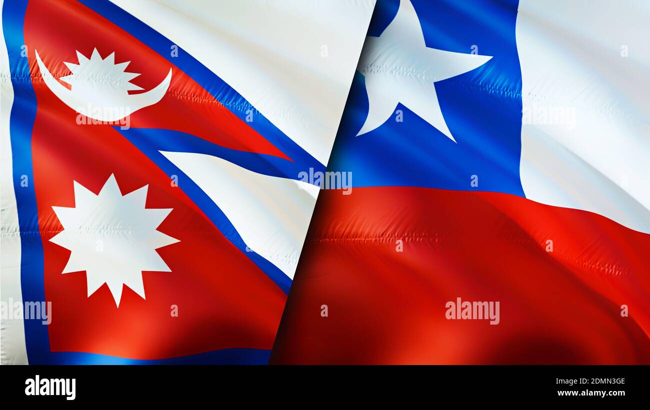 Nepal and Chile flags. 3D Waving flag design. Nepal Chile flag, picture ...